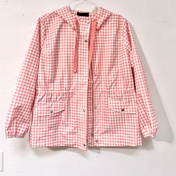 Talbots | Jackets & Coats | Talbots Pink And White Gingham Hooded Rain ...
